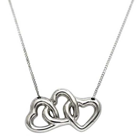 Tiffany & Co. | Jewelry | Tiffany Triple Heart Necklace Silver Ag 925 ...